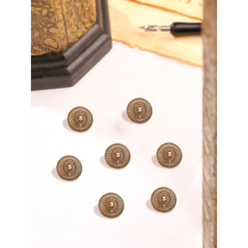 Buy Cosa Nostraa Men Gold Royal Seal Buttons (Pack of 7) Online