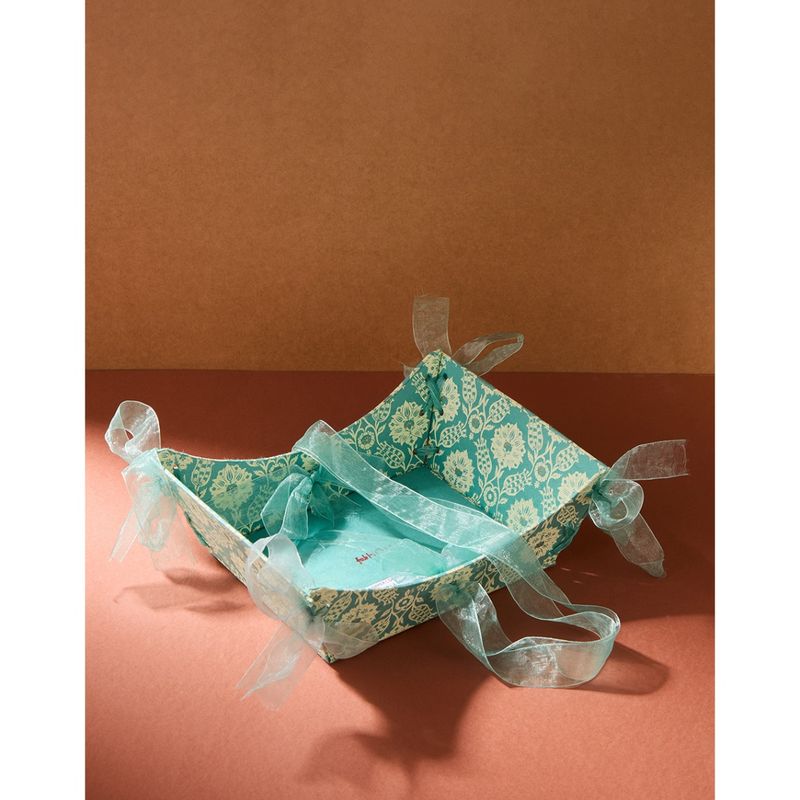 Buy Fabindia Teal Paper Printed Sarkhaab Gift Box Online