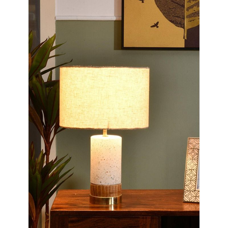 Buy At Home by Nilkamal Decorative Fabric Shade Terrazzo Wooden Base ...