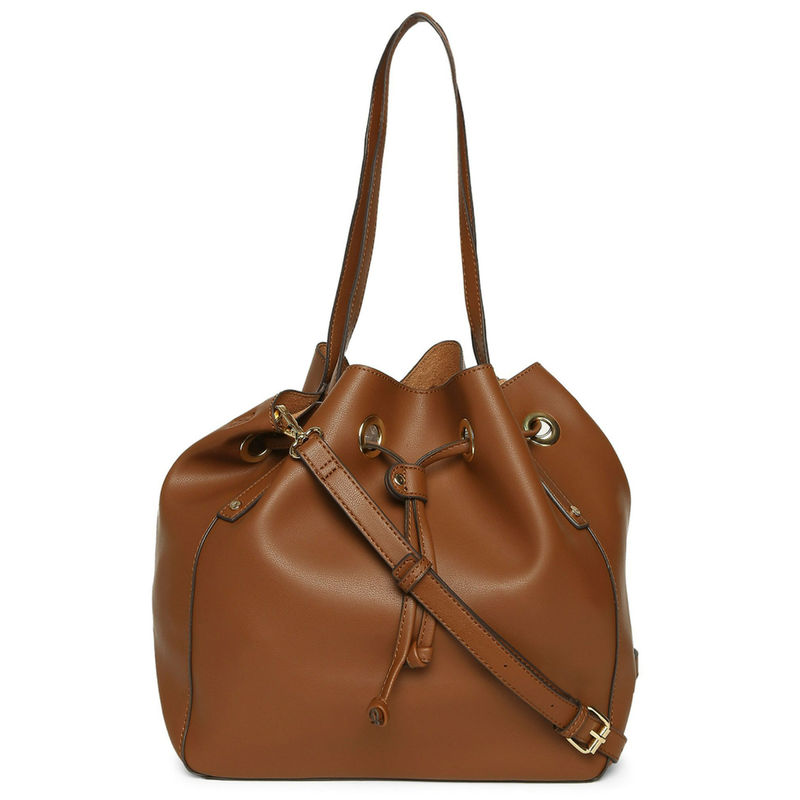 Buy Accessorize London Women'S Faux Leather Tan Eyelet Drawstring Bag ...