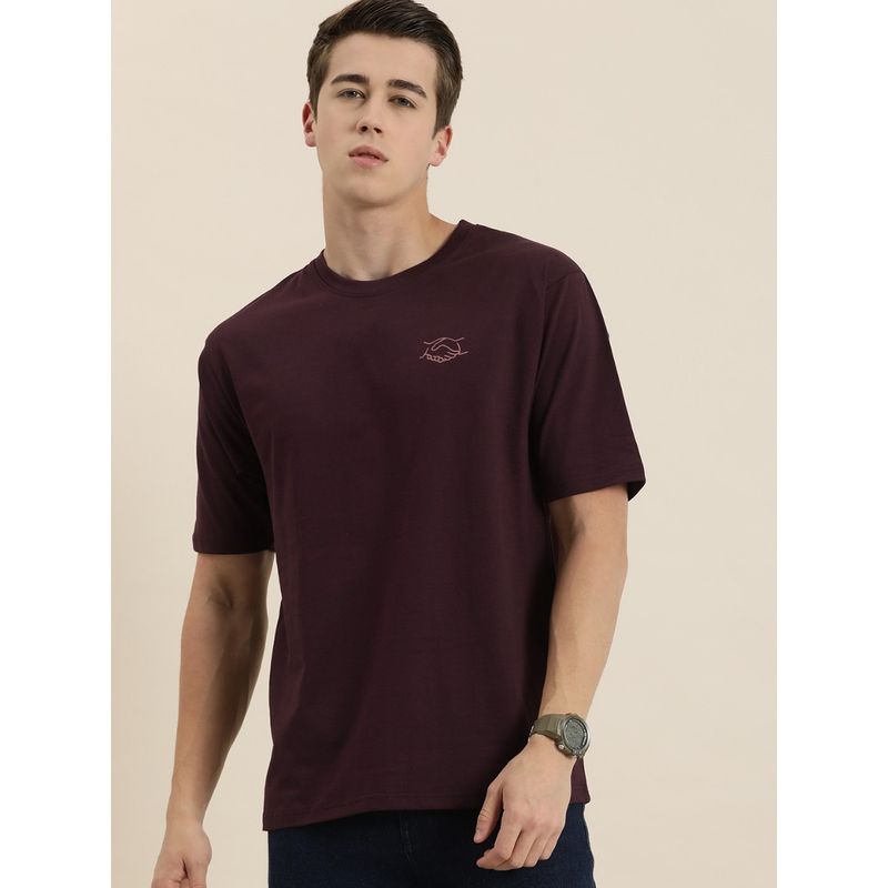 Buy Dillinger Maroon Graphic Oversized T Shirt Online