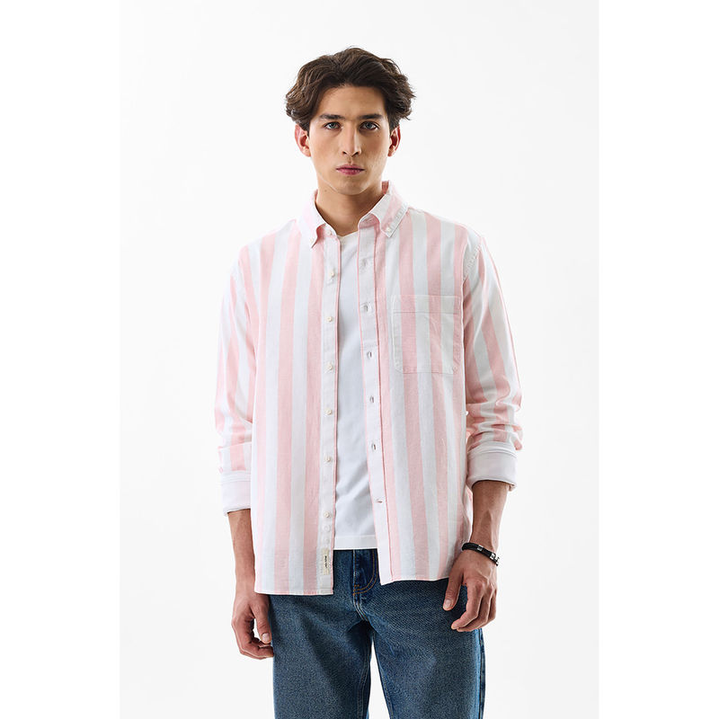 Buy Snitch Pink Stripes Regular Fit Shirt Online