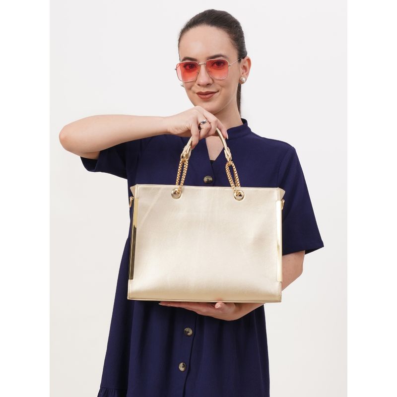 Buy Fabbhue Womens Gold Solid Handbag Online