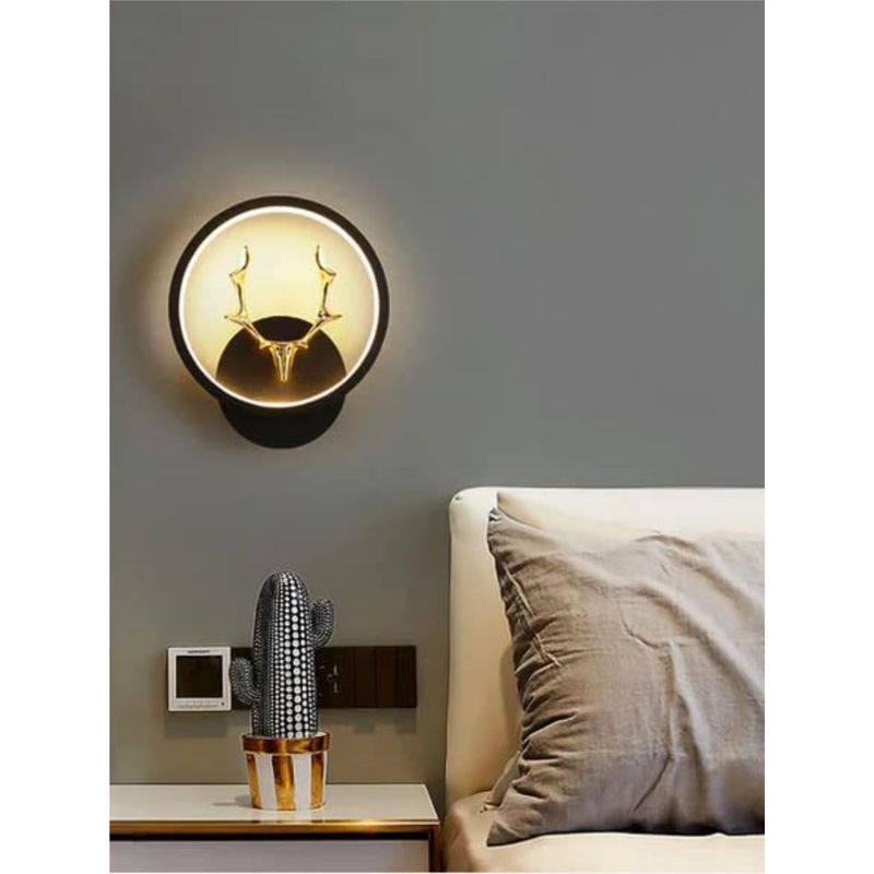 Buy The Art House Led Stag Round Wall Lamp Light- Warm White, Gold ...