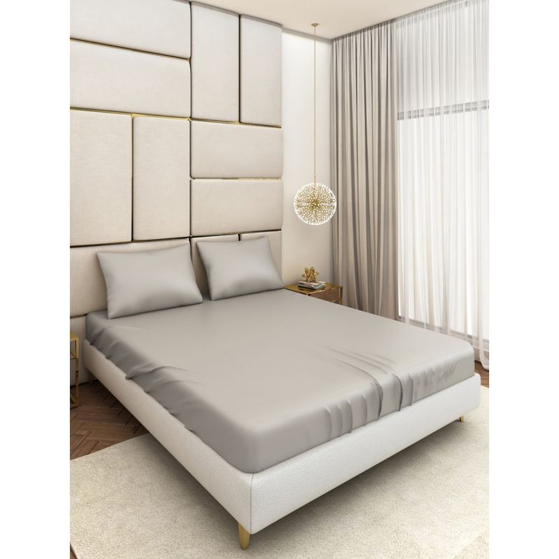 SEEVO Satin 400 TC Bedsheet Light Grey (King): Buy SEEVO Satin 400 TC ...