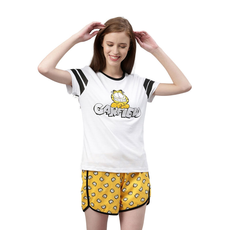 Buy Snarky Gal Official Garfield Shorts Set - Multi-Color (L) Online