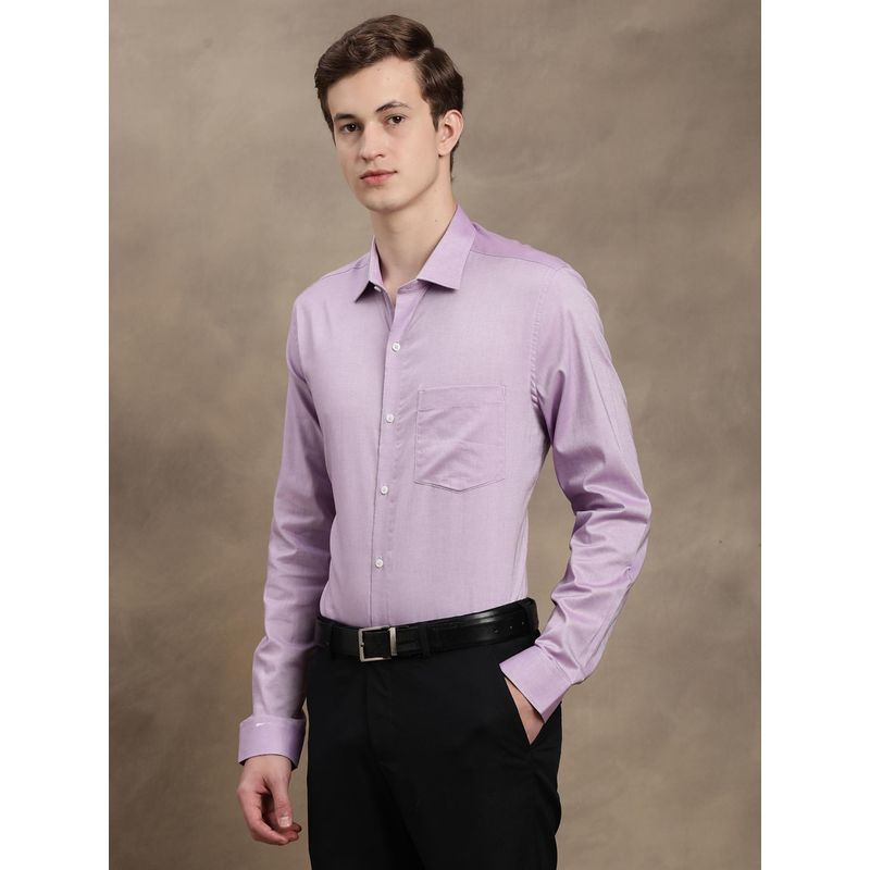 Buy Turtle Men Cotton Solid Regular Fit Purple Formal Shirt Online