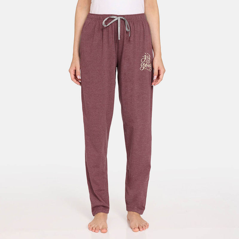 Buy Zivame Rosaline Joy Sticks Knit Cotton Pyjama - Merlot Online