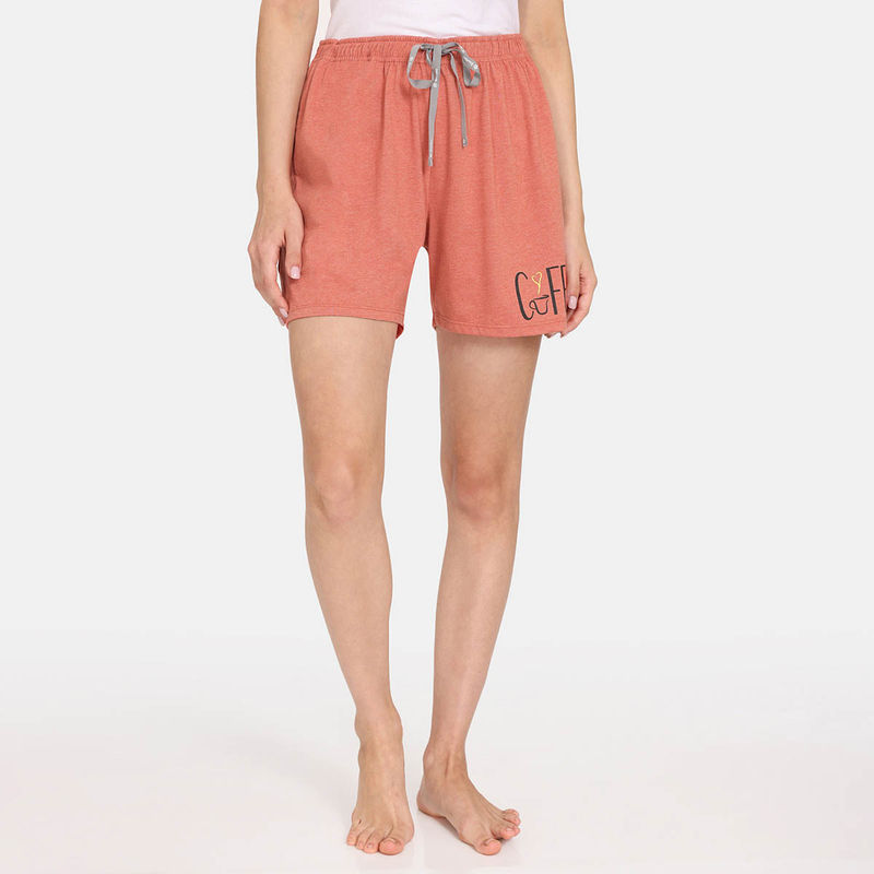 Buy Zivame Rosaline Joy Sticks Knit Cotton Shorts - Burnt Sienna Online