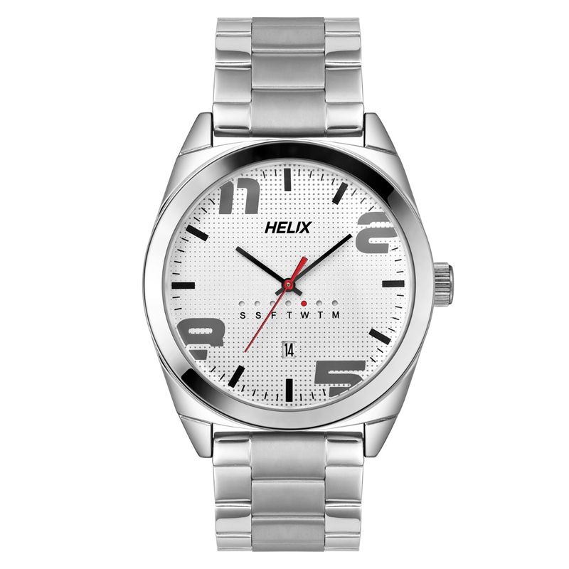 Buy Helix Men Silver Round Dial Analog Watch - TW044HG03 (M) Online