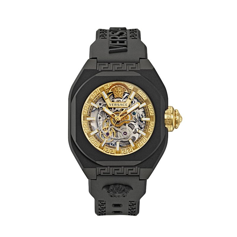 Buy Versace Unisex V Legend Skeleton Gold Tone Octagonal Dial Analog ...