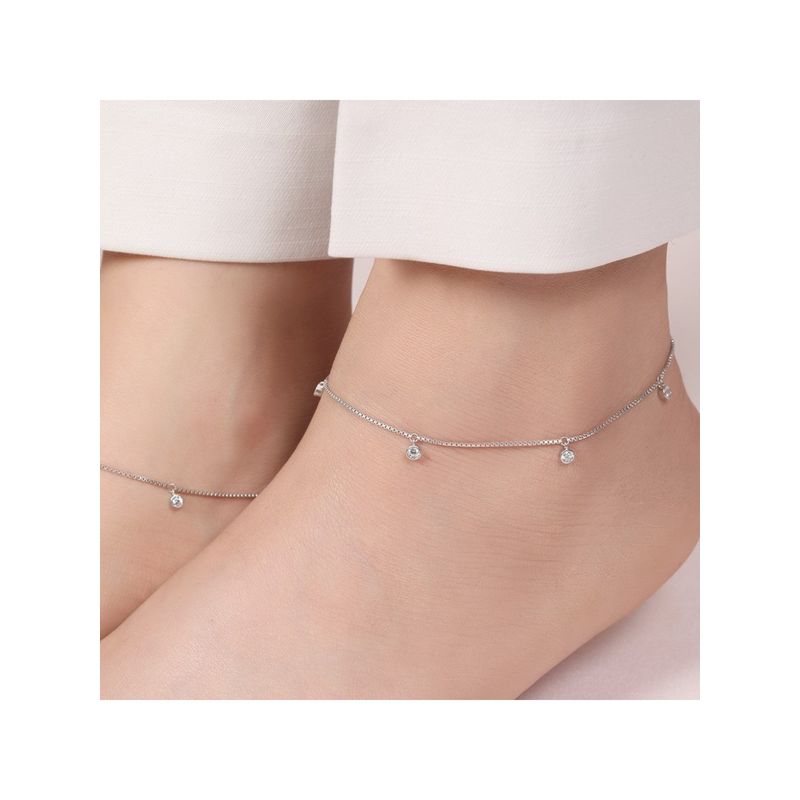 Buy Zavya Drop Rhodium Plated 925 Sterling Silver Anklet - Pair Online