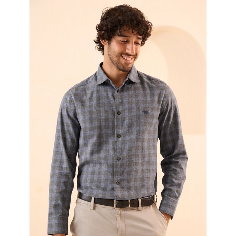Buy Andamen Regular Fit Men Grey Cutaway Shirt Online
