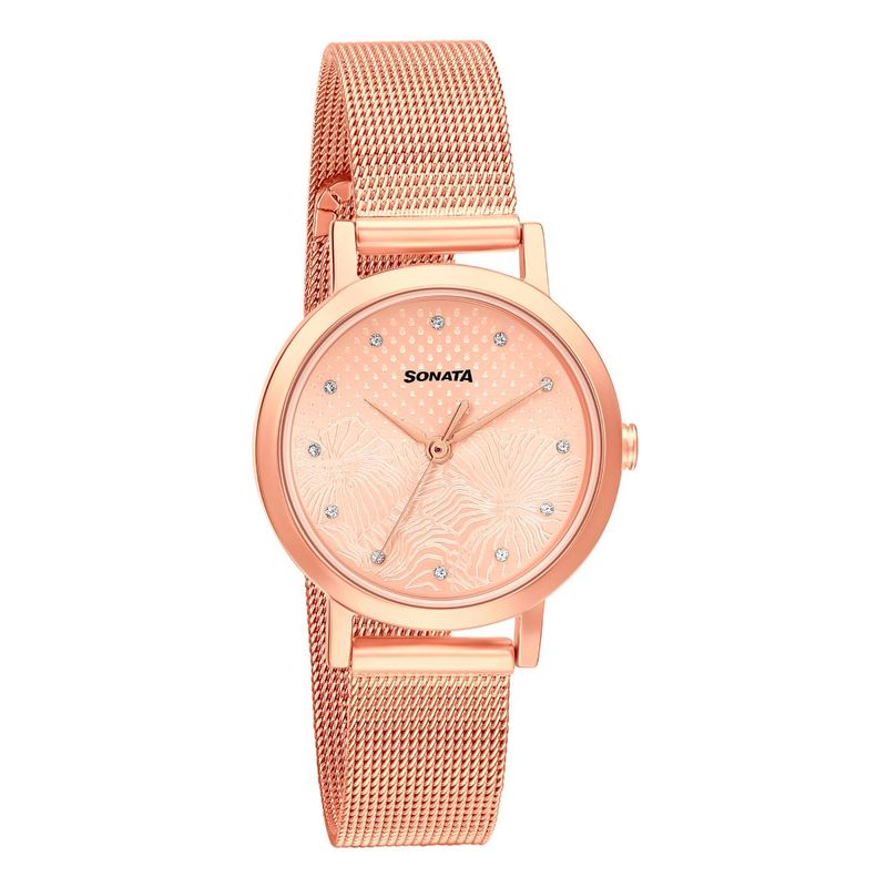 Buy Sonata -8174WM02-Rose Gold Dial Analog Watch For Women 8174WM02 Online