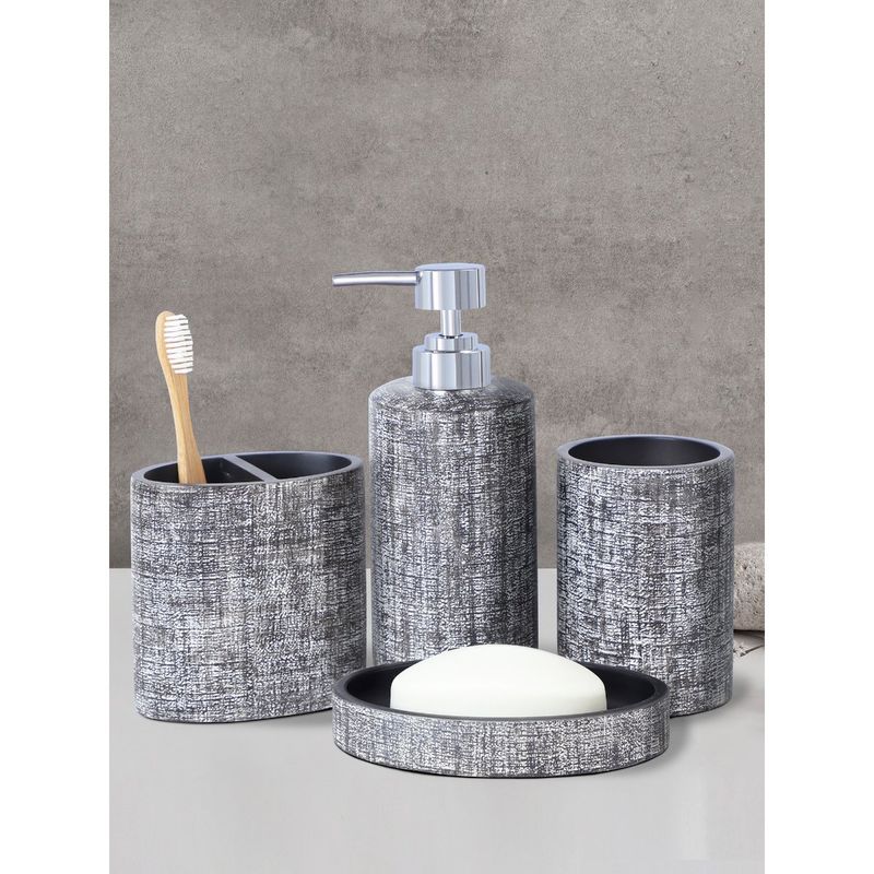 Buy OBSESSIONS Polyresin 4Pc Bathroom set, Grey Online