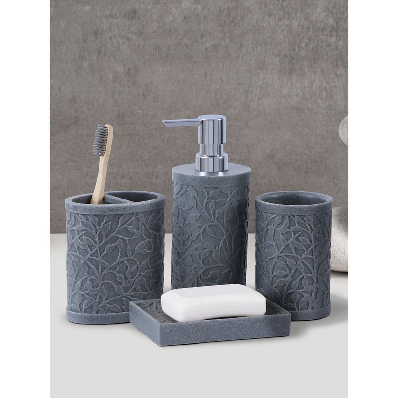 Buy OBSESSIONS Polyresin 4Pc Bathroom set, Grey Online