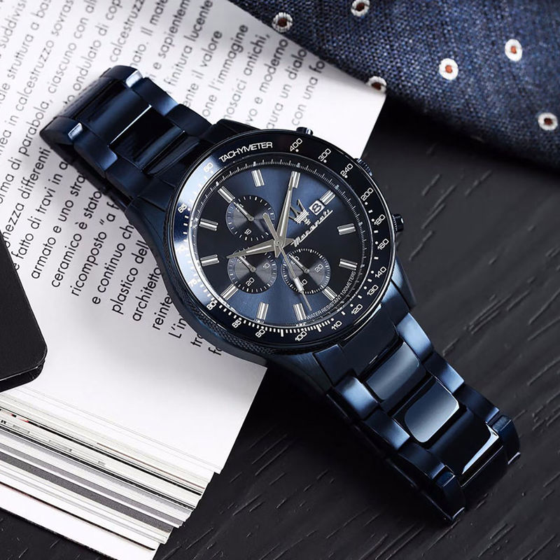 Buy Maserati Sport Date Chronograph Tachymeter Analog Dial Color Navy ...