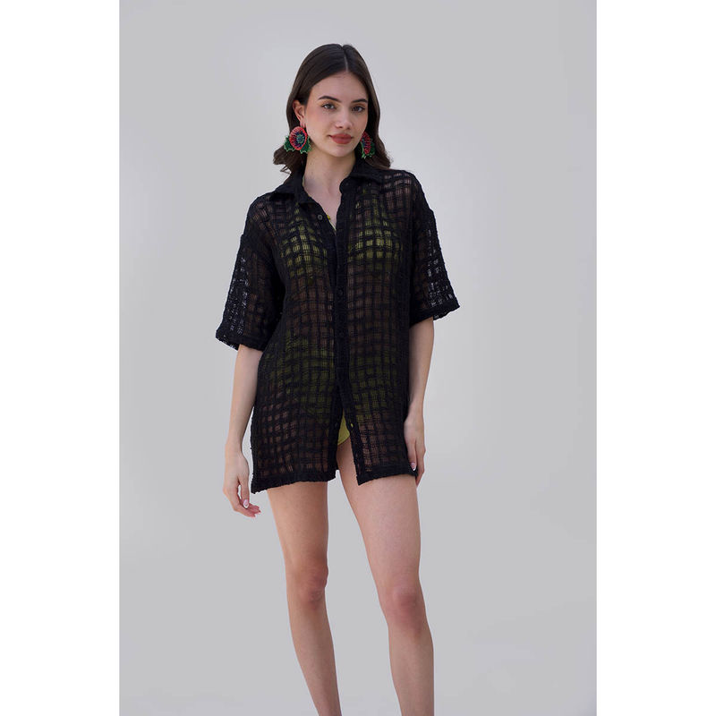 Buy Essgee Black Self Design Kandy Shirt Online