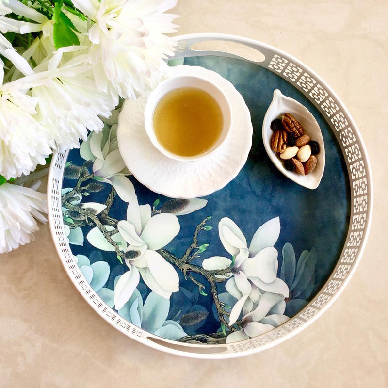 Faaya Gifting Round Cutwork Tray Small - Ceylon Dusk: Buy Faaya Gifting ...