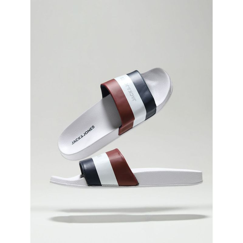 Buy Jack & Jones White Striped Slides Online