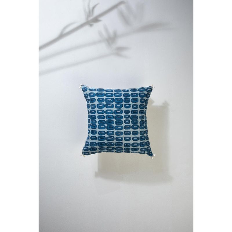 Buy Freedom Tree Dash Dash Cotton Heavy Slub Blue Cushion Cover - 16 X ...