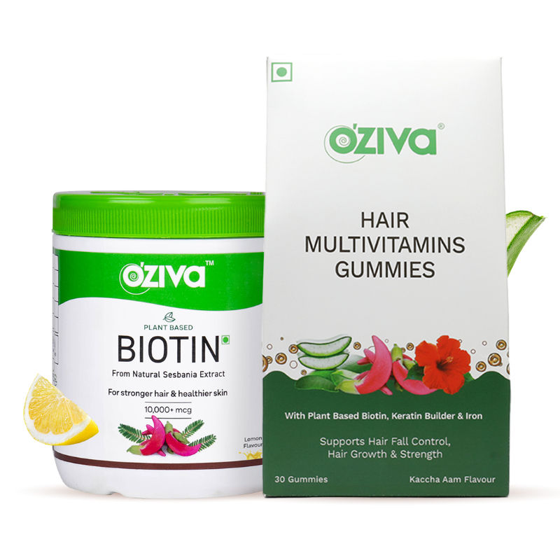 Buy Oziva Biotin Hair Multivitamin Gummies For Hair Fall Control & Hair ...