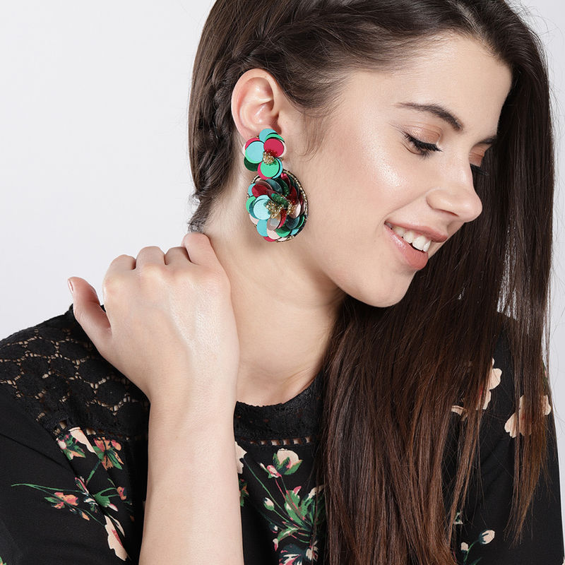 Buy Toniq Multicolor Sequin Statement Drop Earrings Online