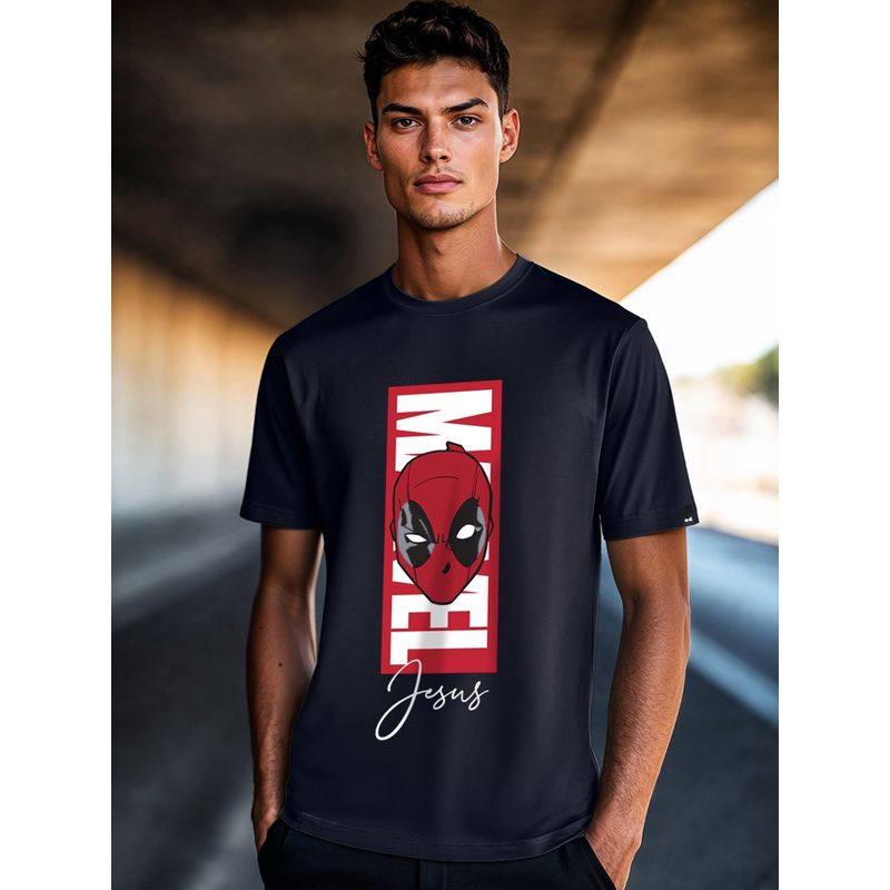 Buy Bewakoof Official Marvel Merchandise Mens Navy Blue Marvel Jesus ...