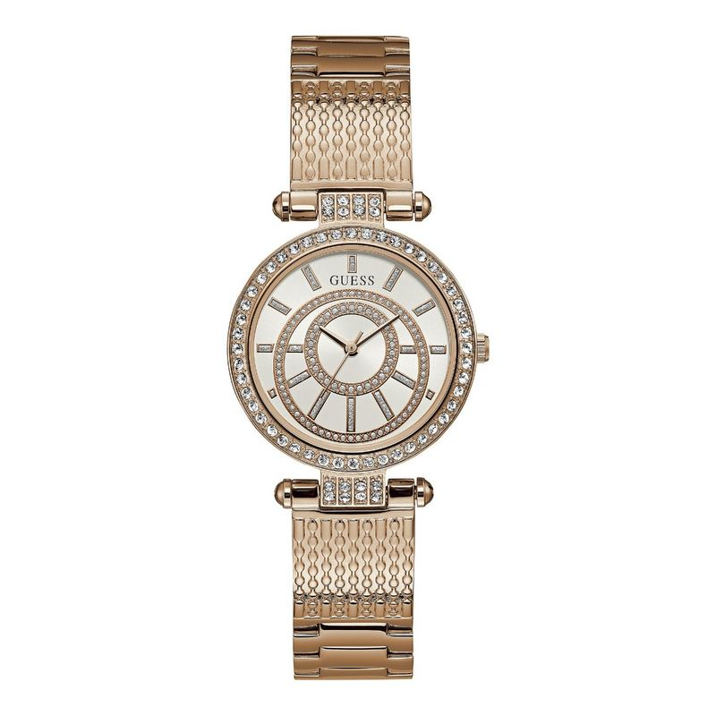 Buy Guess Women White Round Stainless Steel Dial Analog Watch-W1008L3 ...