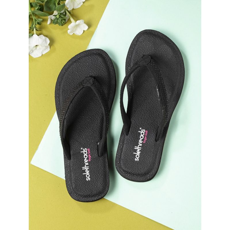 SOLETHREADS Yoga V Shape Black Solid Women Flats: Buy SOLETHREADS Yoga ...