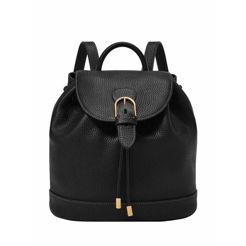 Buy Fossil Everleigh Solid-Plain Black Leather Backpack (M) Online