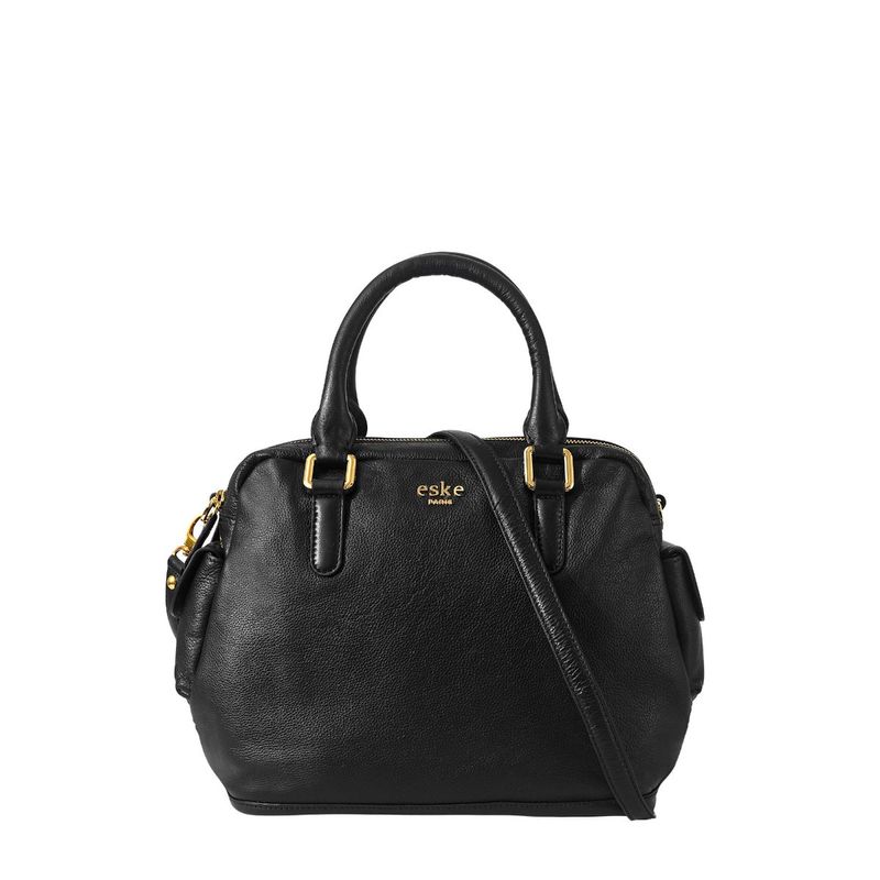 Buy Eske Black Solid Leather Handbag for Women Online