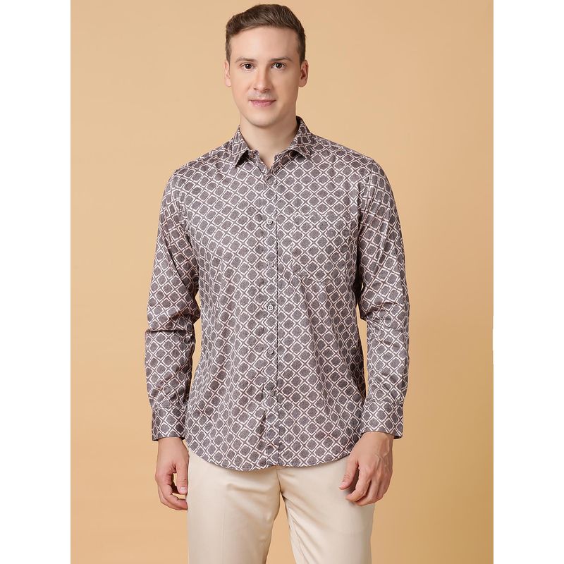 Buy TABARD Pure Cotton Full Sleeve Collared Shirt for Men Brown Online