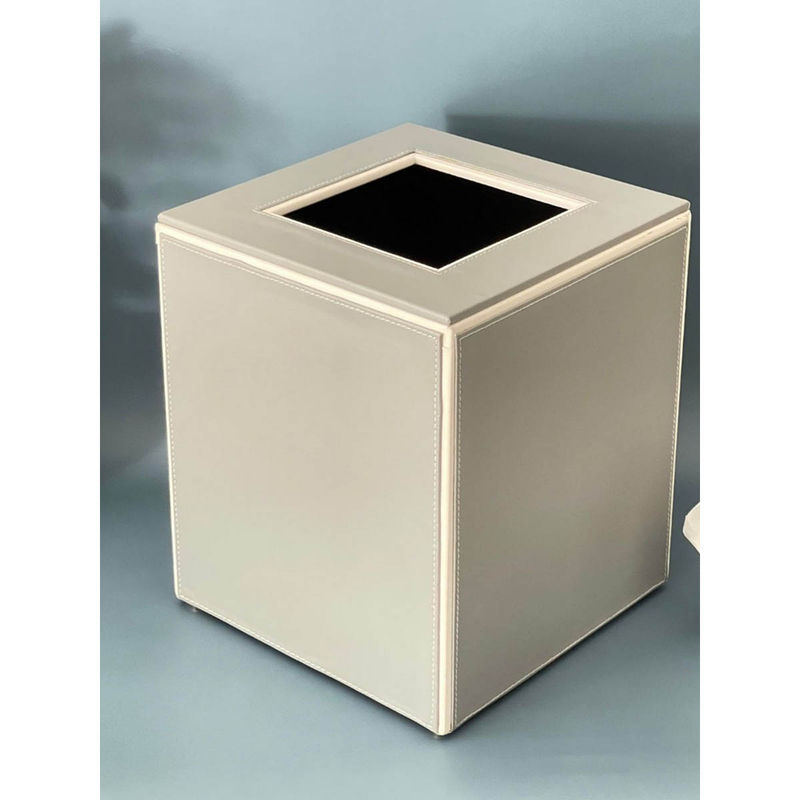 Buy CasaGold Grey Small Square Classic Pu Leather Dustbin with Lid Online