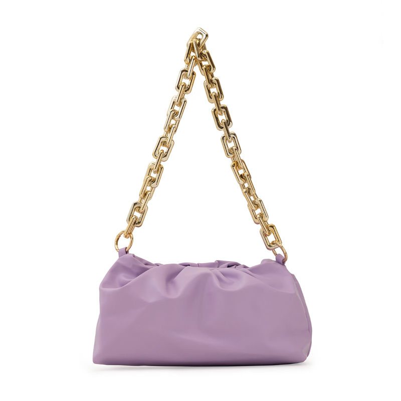 Buy NUFA Ruched Gold Chain Lavender Shoulder Bag Online