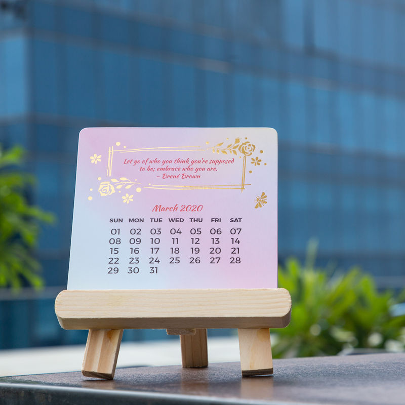 Buy Thinkpot 2020 Floral Gold Foil Easel Calendar Online