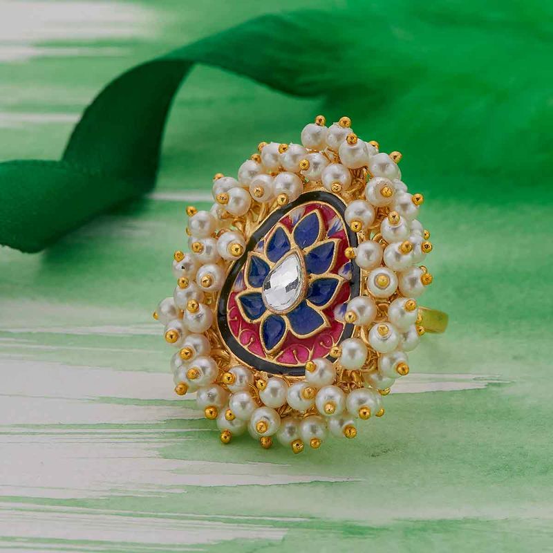 Buy Peora Ethnic Rani Pink Enamel Meenakari Hand Crafted Adjustable ...