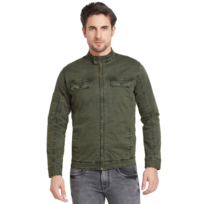 Buy Being Human Men Full Sleeves Green Solid Jacket Online