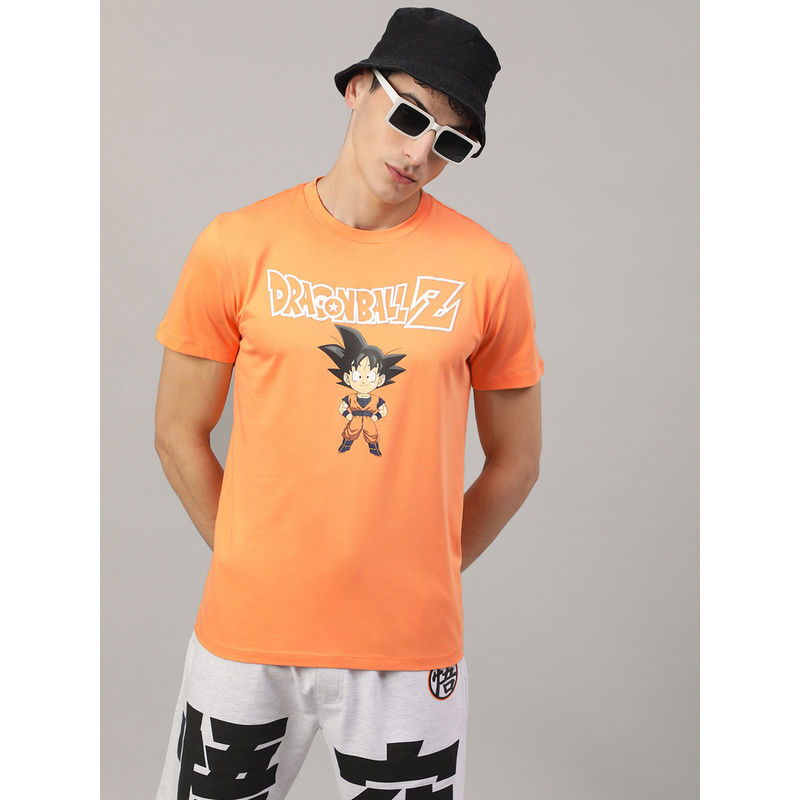 Buy Free Authority Orange Dragon Ball Z Graphic Regular Fit T-Shirt Online