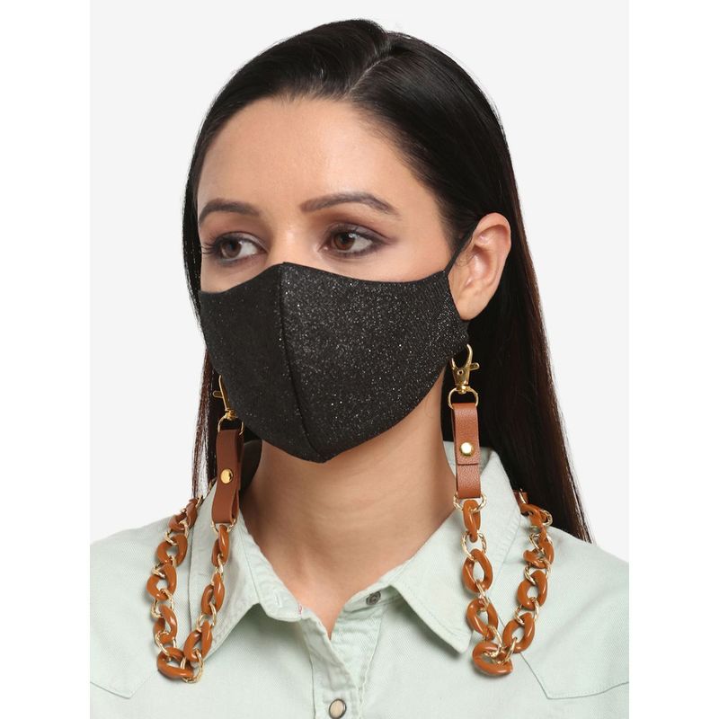 RUBY RAANG STUDIO Dusk Dew Brown Beaded Mask Chain: Buy RUBY RAANG ...