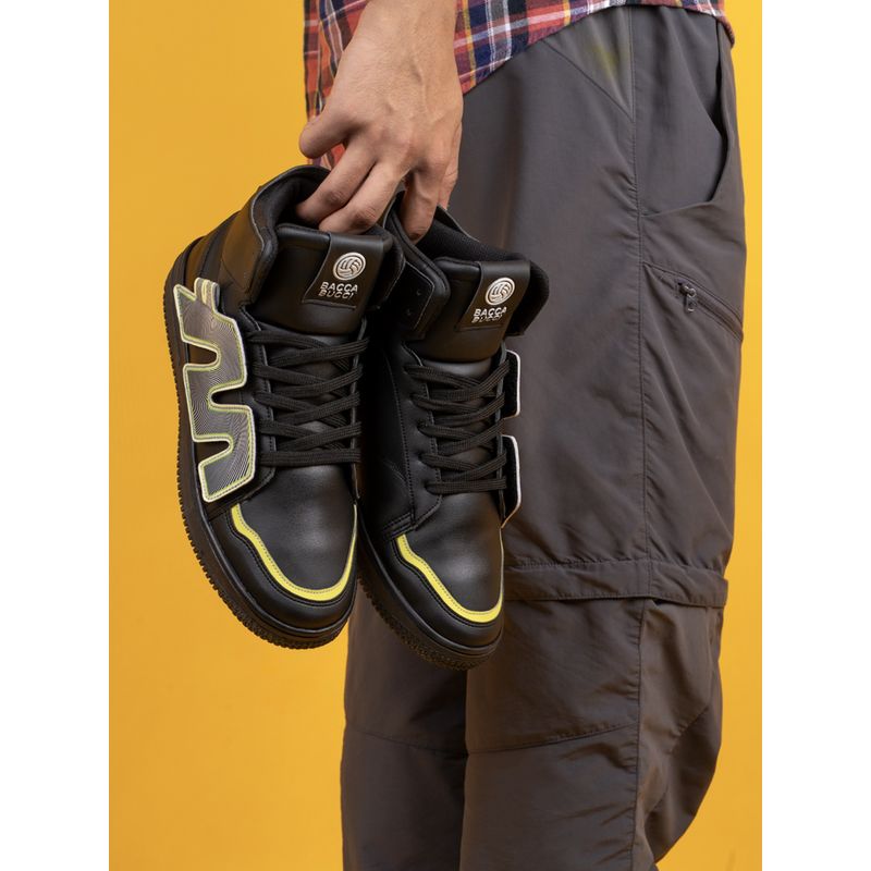 Buy Bacca Bucci Mid Top Patch Play Men's Black Sneakers Online