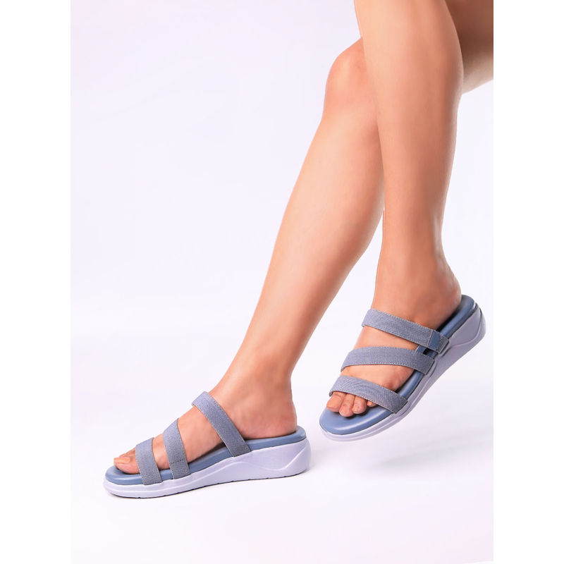 Buy Monrow Candace Blue Wedge Sandals Online