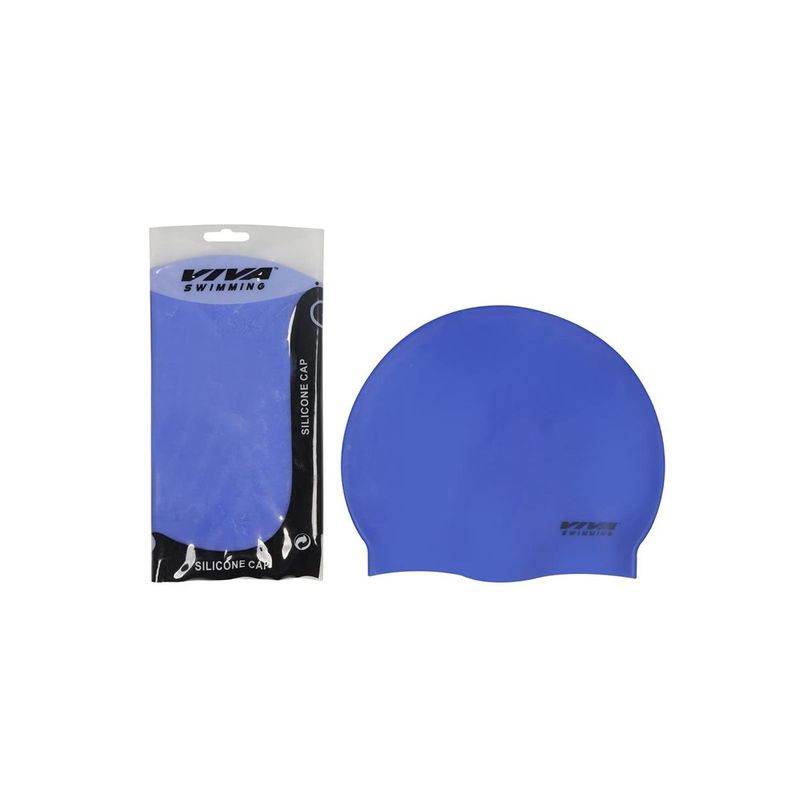Buy Viva Swimming Unisex Silicone Swimming Cap with Zip Pouch Blue Online