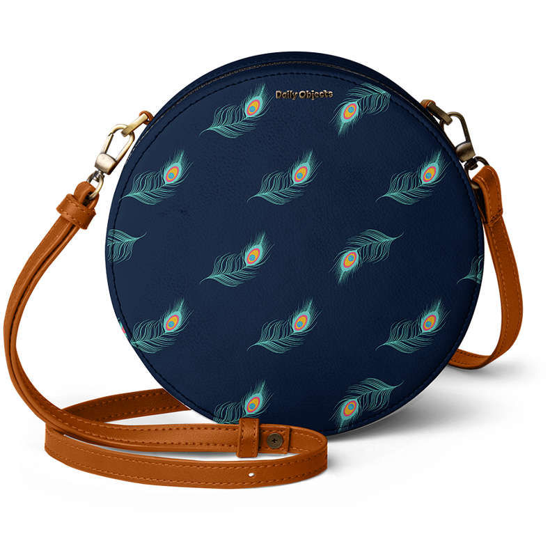 Buy DailyObjects Navy Feathers - Orbis Crossbody Bag Online