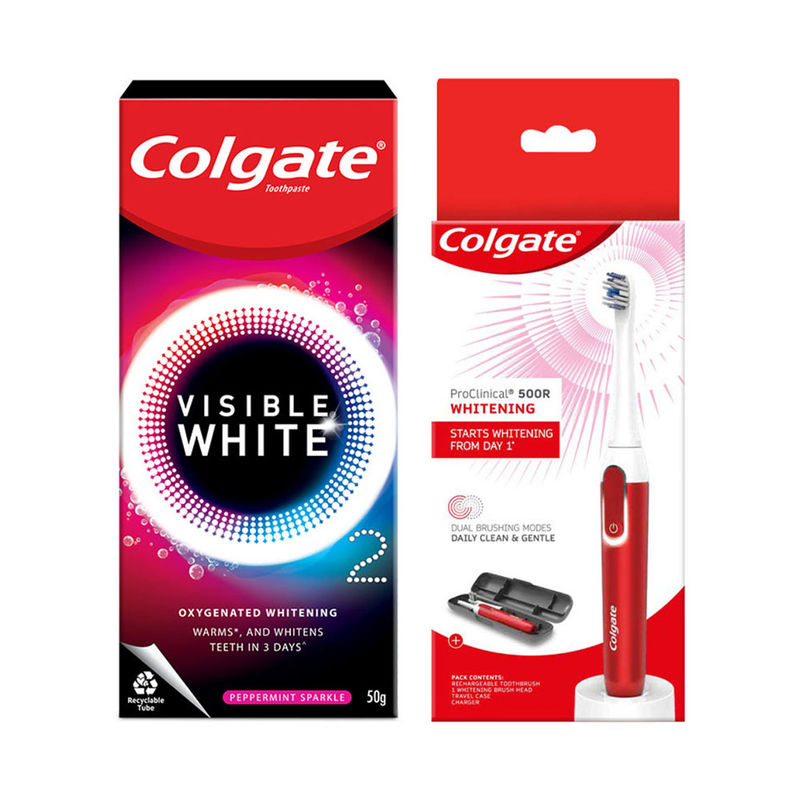 Buy Colgate Visible White O2 Toothpaste Peppermint Sparkle & 500R ...