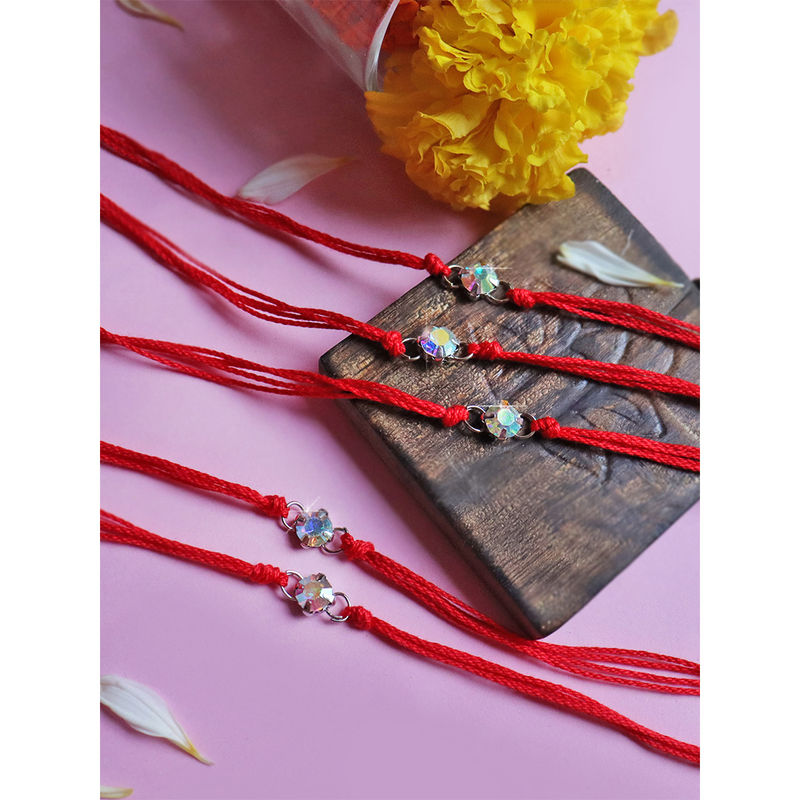 Buy Soho Boho Studio Minimal Iridescent Diamond Set Of 5 Rakhi Online