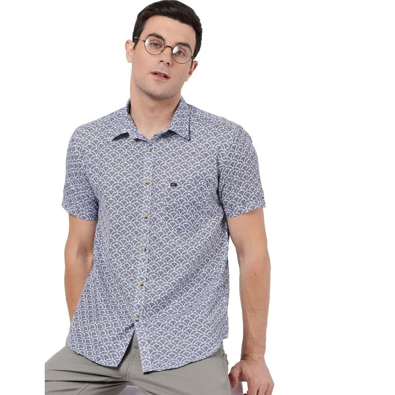 Buy AD By Arvind Half Sleeve Printed Navy Men Shirt Online