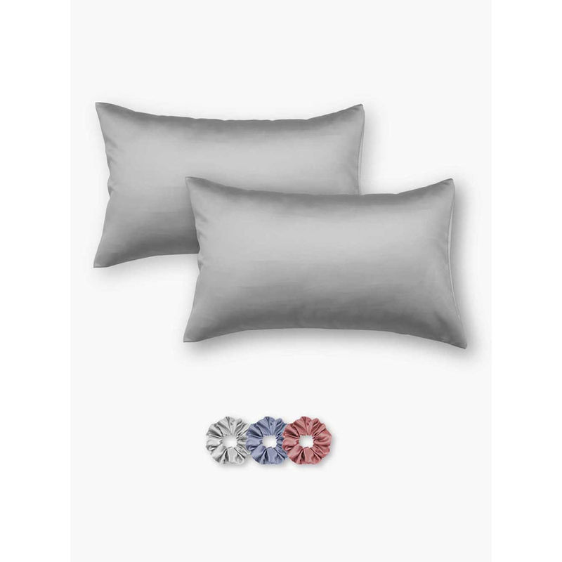 Buy SEEVO Dark Grey Satin Pillow Covers - 20 x 30 Inches (Set of 2 ...