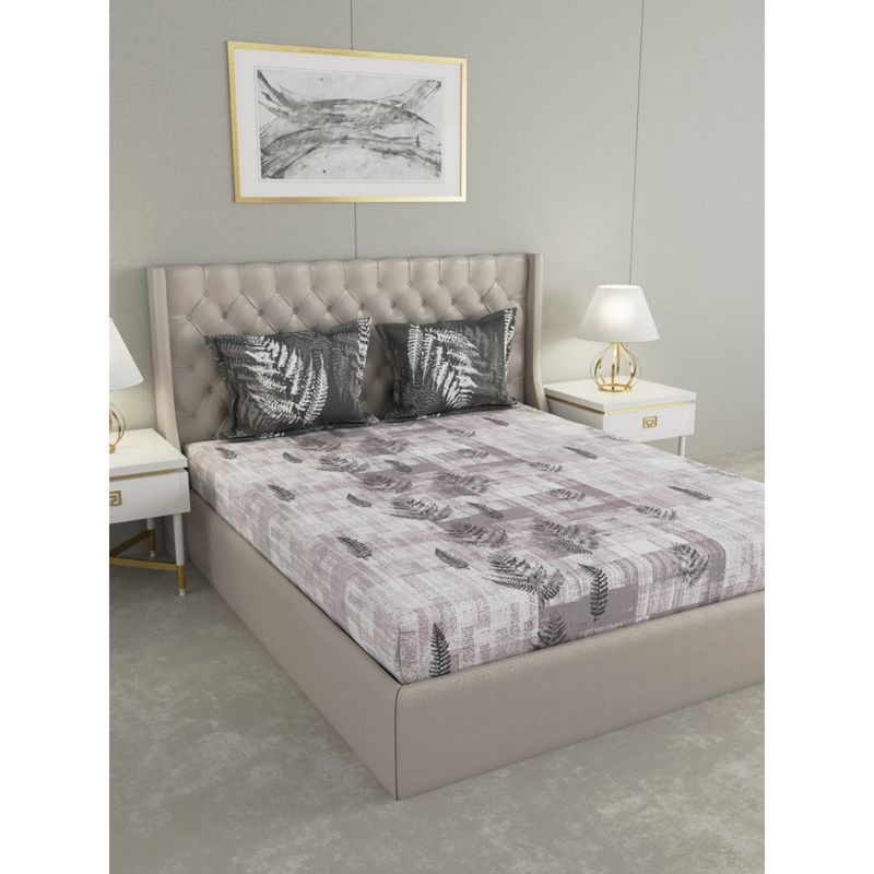 Buy RAYMOND HOME 144 TC Cotton Grey Double Bedsheet With 2 Pillow ...