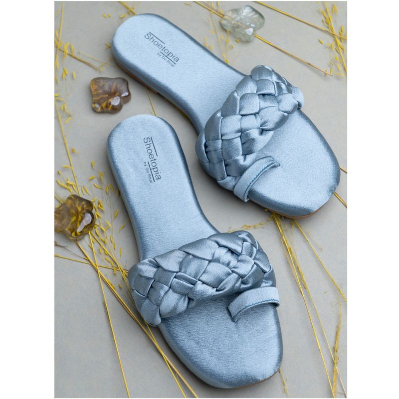 Buy Shoetopia Women Blue Open Toe Flats Online